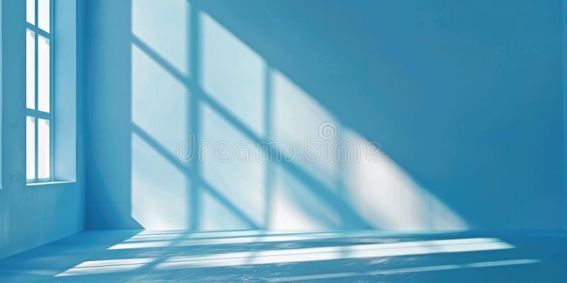 Interior with Window and Blue Wall Stock Photo - Image of wall ...