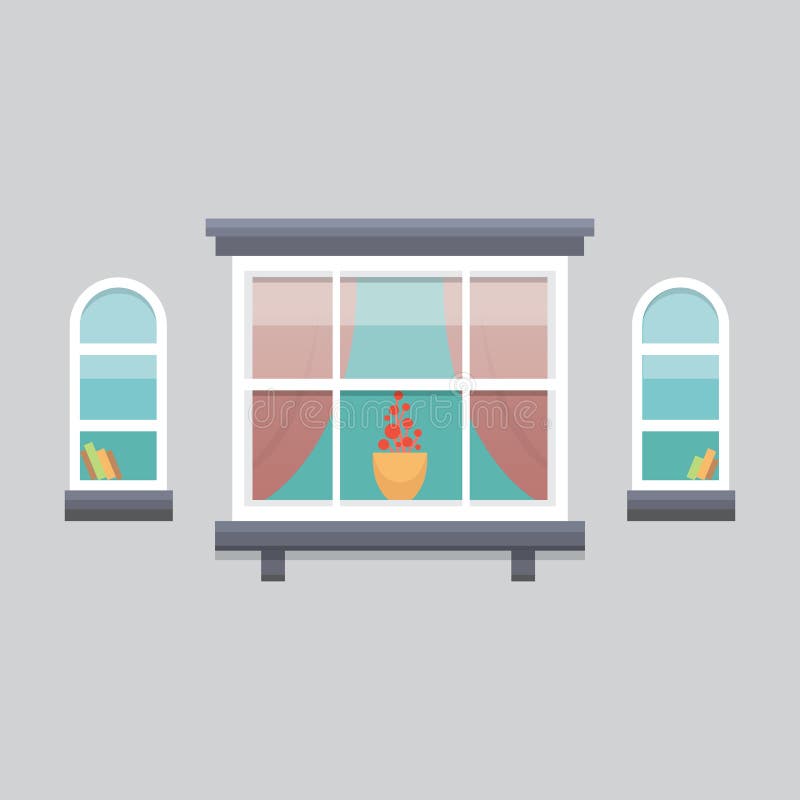 Interior Window Vector Illustration. Architecture Design Outdoor or ...