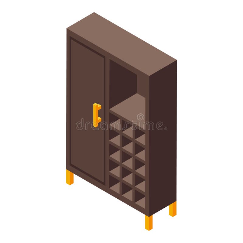 Interior Wine Cabinet Icon Isometric Vector. Wood Room Stock Vector ...