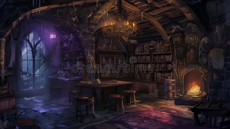 Interior of the Witch Room with Dark Room Colors. Generative Ai Stock ...
