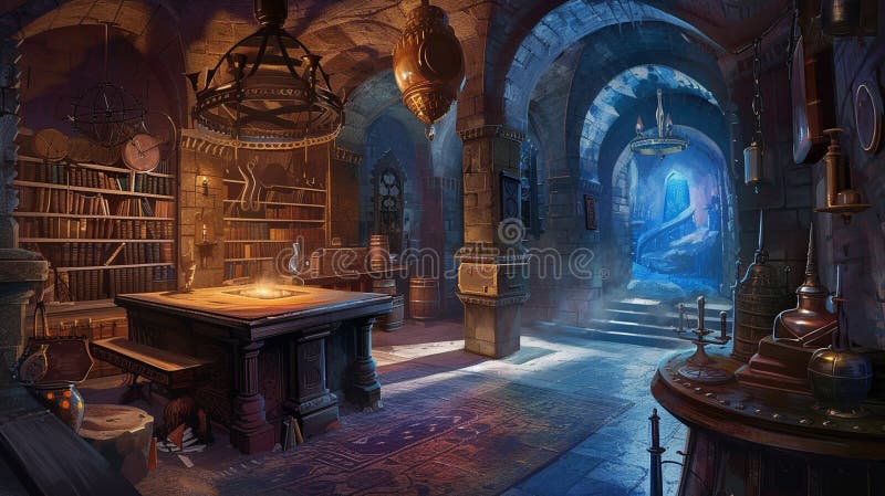 Interior of the Witch Room with Dark Room Colors. Generative Ai Stock ...