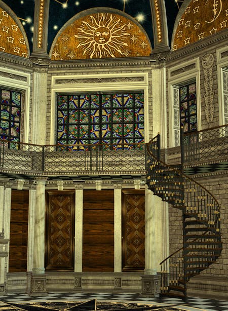 Interior of a Wizard S Tower Stock Illustration - Illustration of ...