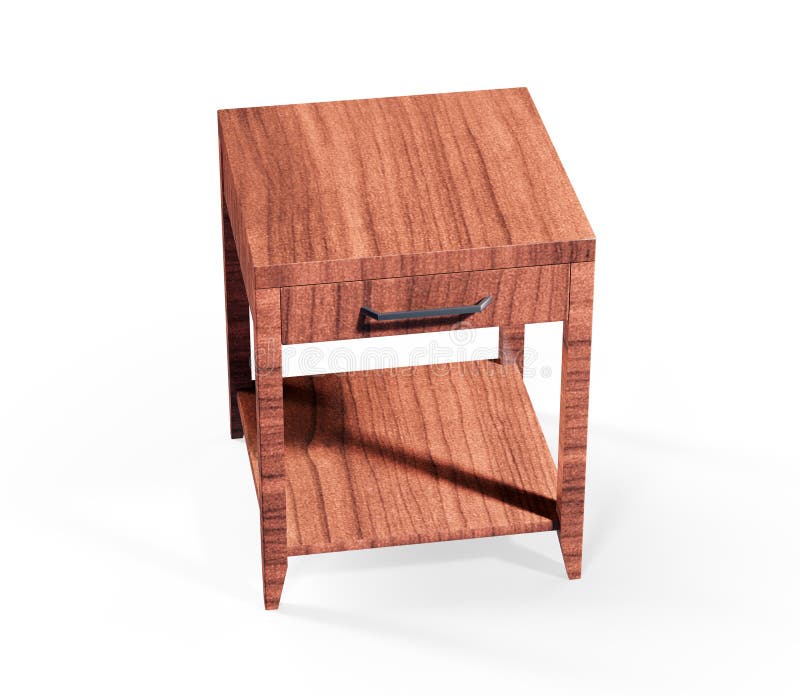 Interior with Wooden Side Table 3d Render Stock Illustration ...