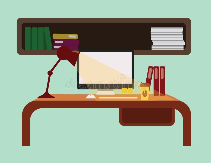 Interior of working place stock vector. Illustration of design - 44380427