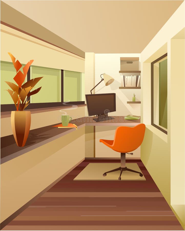 Interior Workplace on the Balcony Stock Vector - Illustration of ...
