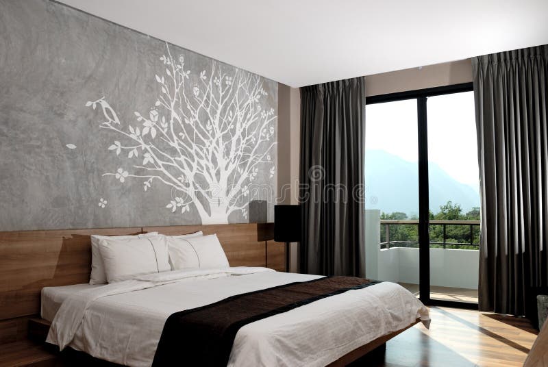 Interiore Moderno Della Camera Di Albergo Fotografia Stock - Immagine ...