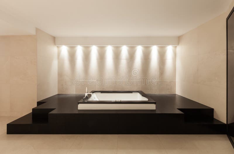 Interiors, Bathroom with Jacuzzi Stock Image - Image of luxury ...