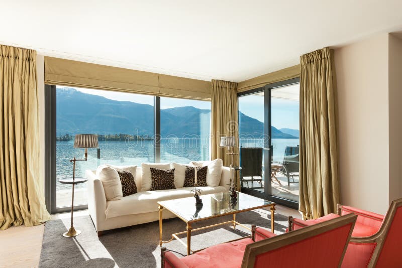 Interiors, Beautiful Living Room Stock Image - Image of elegant ...