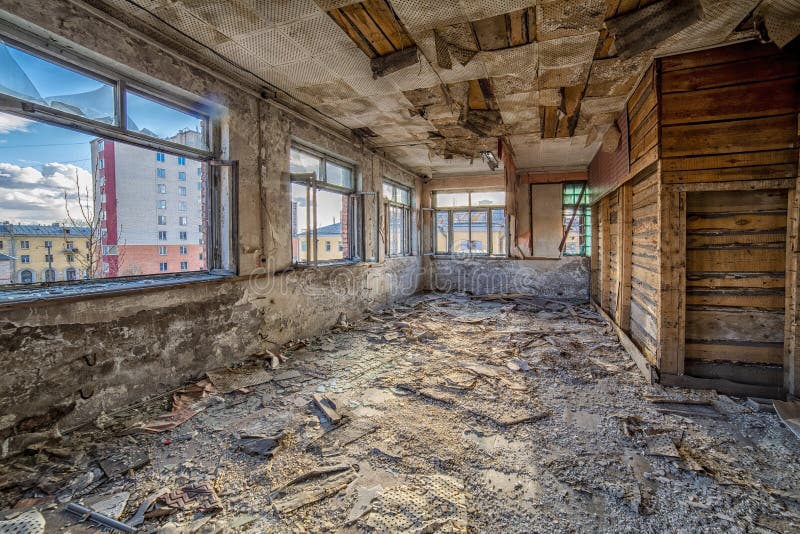 Interiors of a Destroyed Room or Building Stock Image - Image of ...