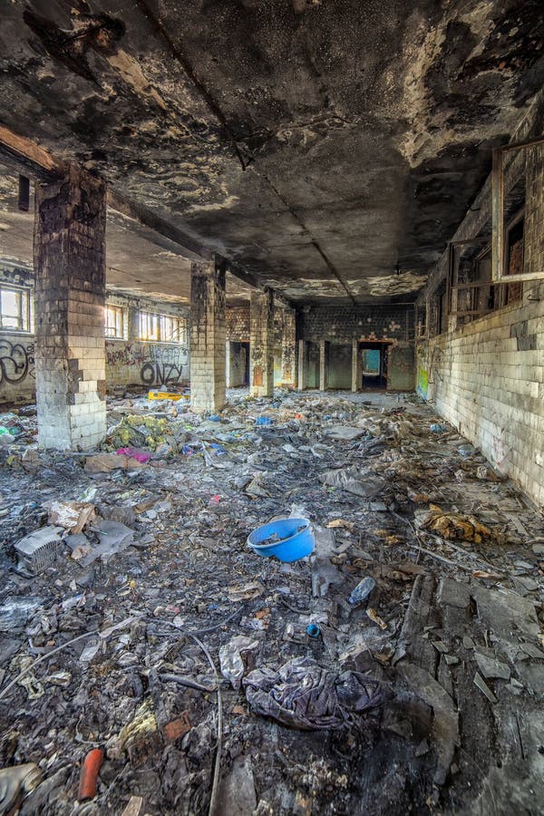 Interiors of a Destroyed Room or Building Stock Image - Image of ...