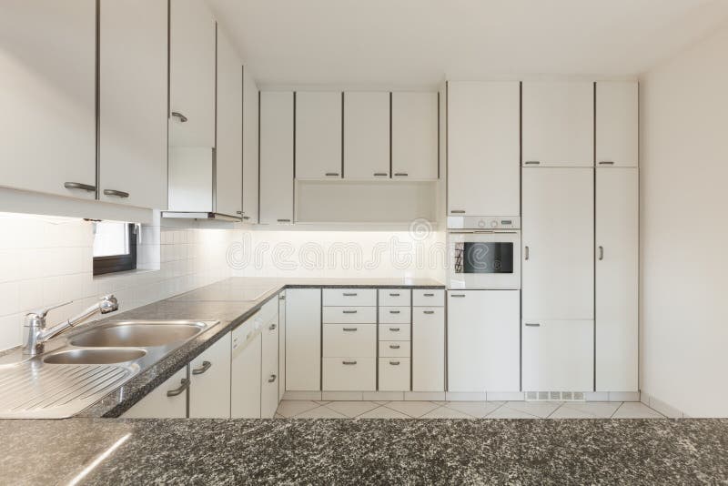 Interiors of Empty Apartment, Kitchen Stock Image - Image of modern ...
