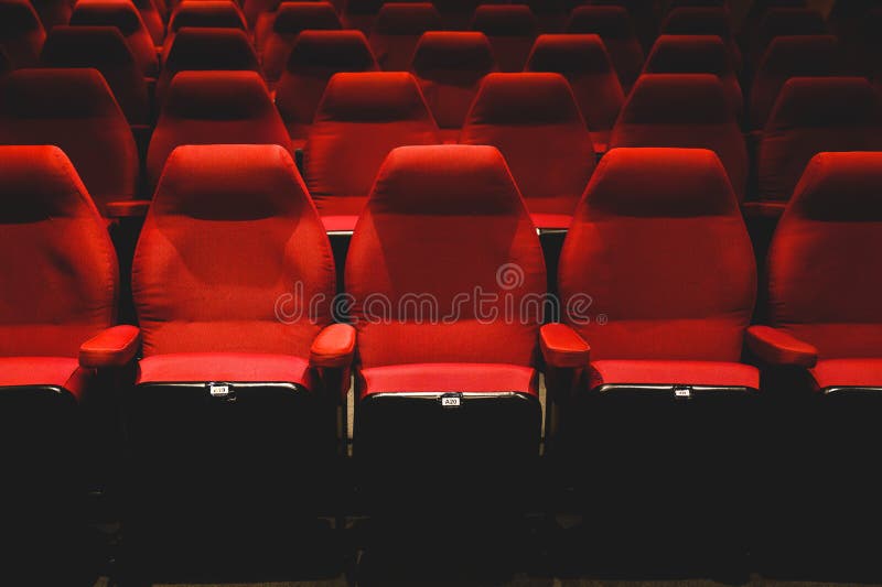 Interiors of Empty Comfortable Red Cinema Chairs. Low-key Stock Image ...