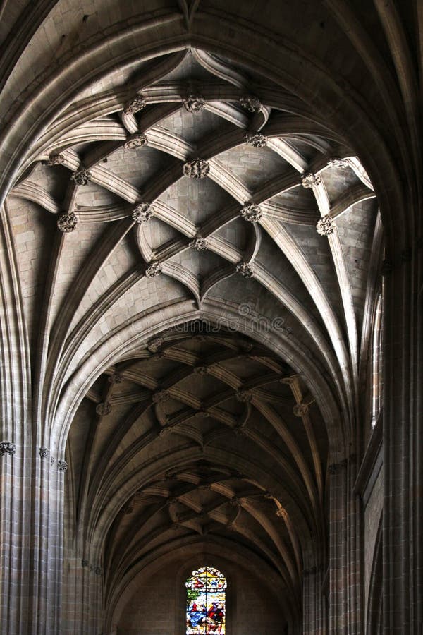 Interiors of a Gothic Cathedral, Ceiling Stock Photo - Image of light ...
