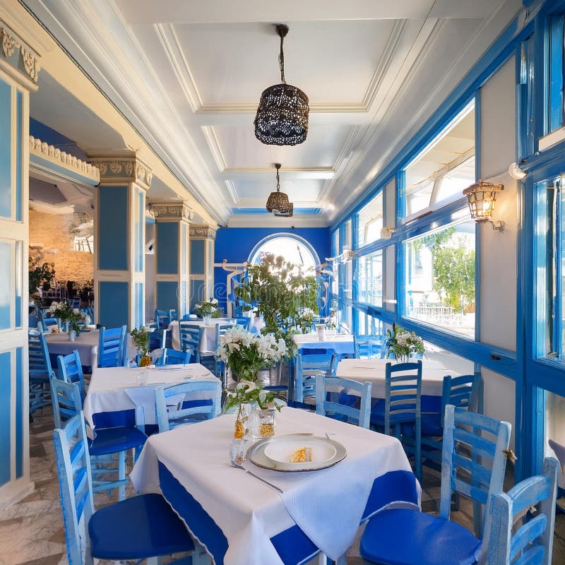 Interiors of a Greek Restaurant, AI Generated Stock Illustration ...