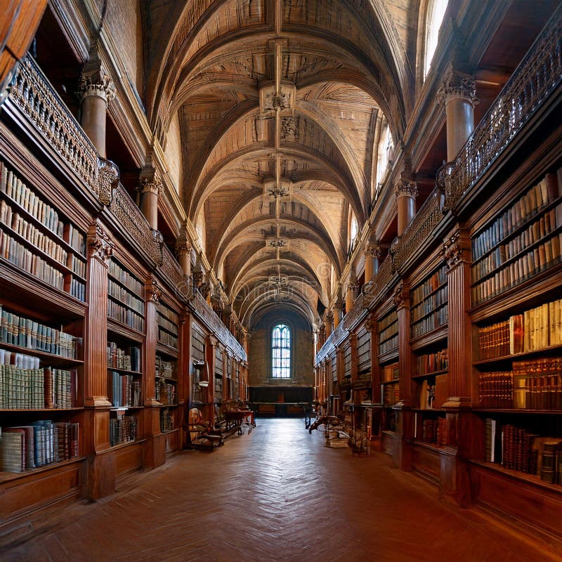 Interiors of a Library, AI Generated Stock Illustration - Illustration ...