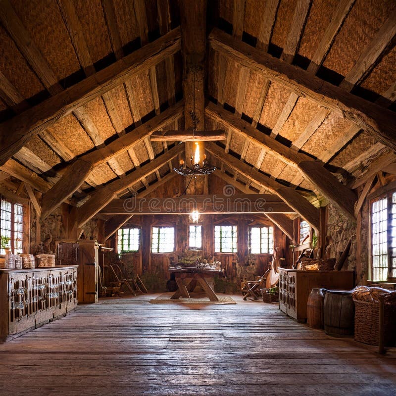 Interiors of a Medieval Barn, AI Generated Stock Illustration ...