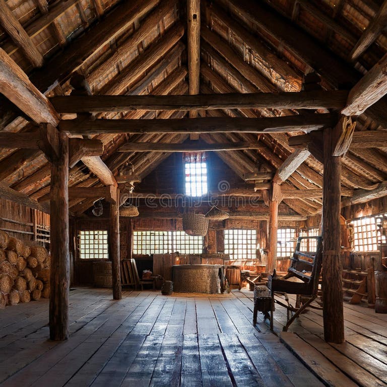 Interiors of a Medieval Barn, AI Generated Stock Illustration ...