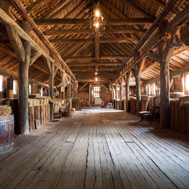 Interiors of a Medieval Barn, AI Generated Stock Illustration ...