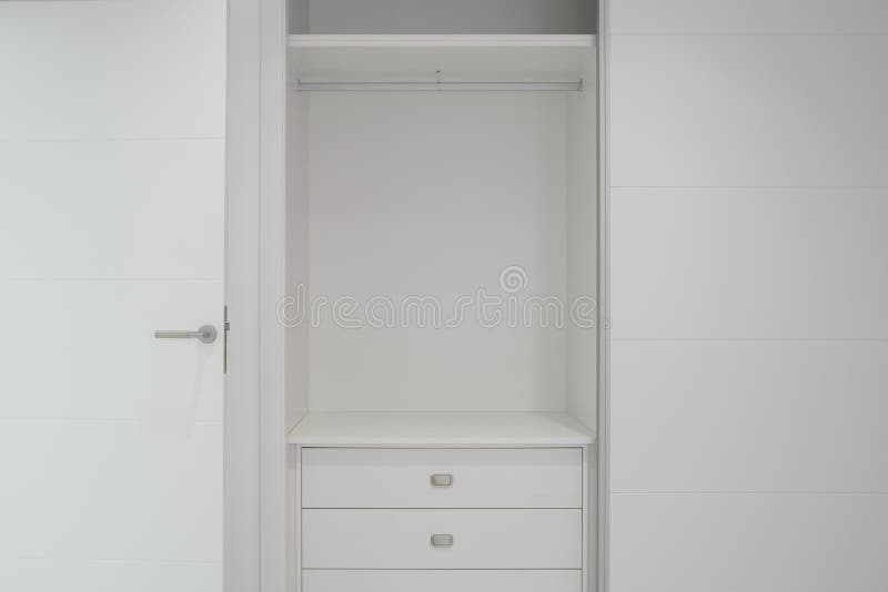 Interiors of a Modern House, with White Closet, Drawers and Doors Stock ...