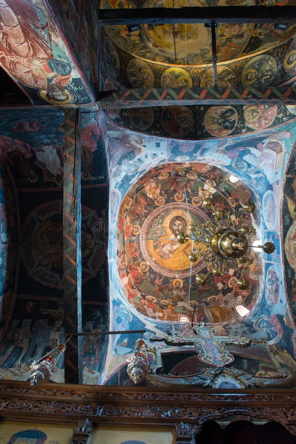 Interiors of the Monastery of the Holy Trinity in Meteora Stock Image ...