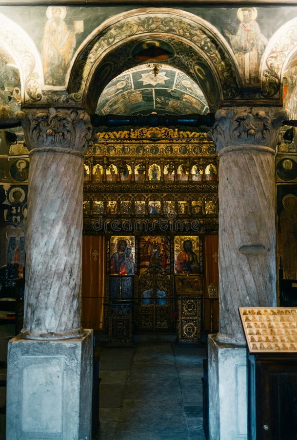 Interiors of Stavropoleos Monastery, Bucharest Stock Image - Image of ...