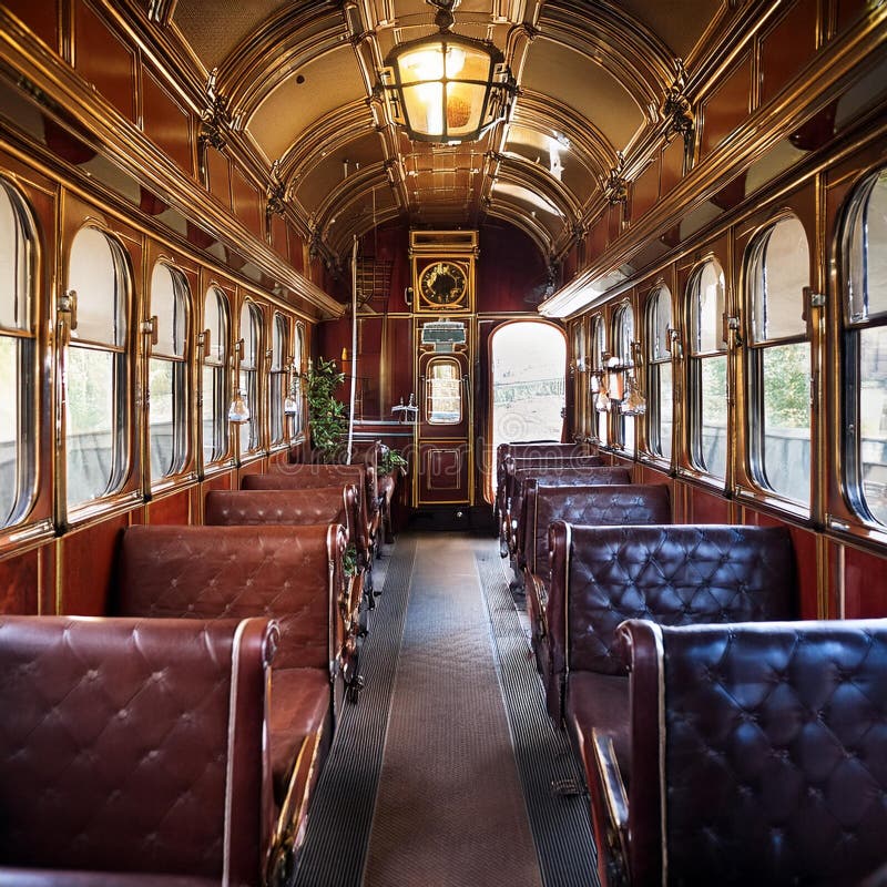Vintage Train Carriage Interior, AI Generated Stock Illustration ...