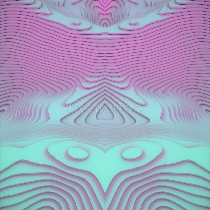 Interlaced Symmetrical Wave Pattern in Pink and Blue. 3d Rendering Digital Illustration Stock ...