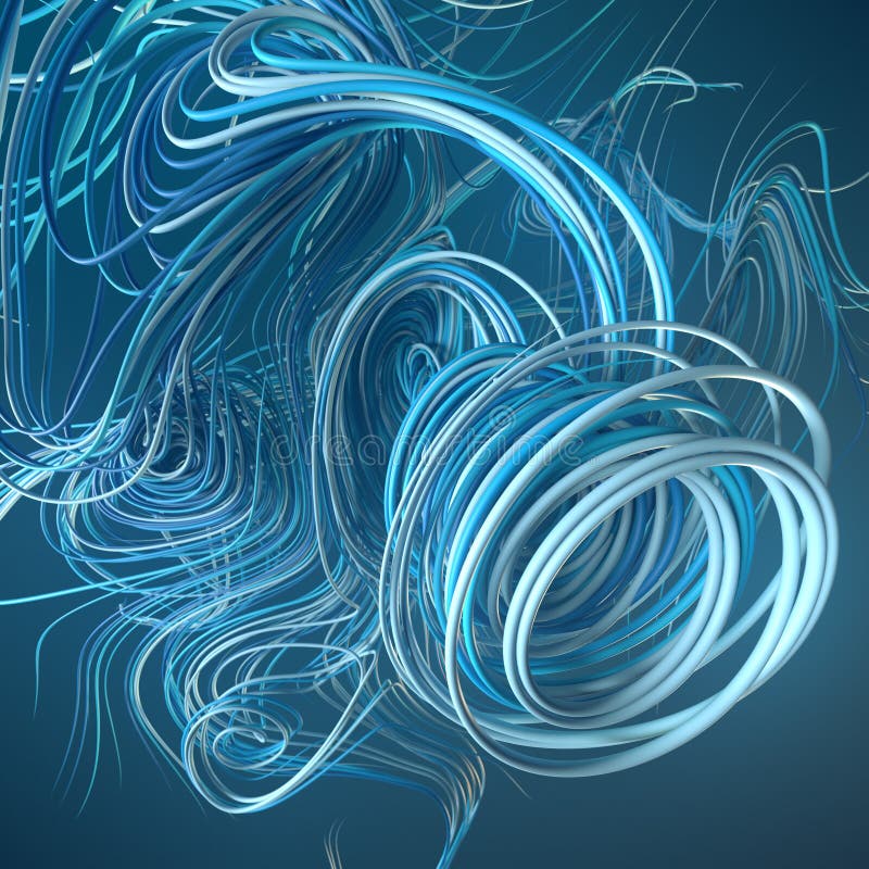 Interlacing Abstract Blue Curves. 3D Rendering Stock Illustration ...