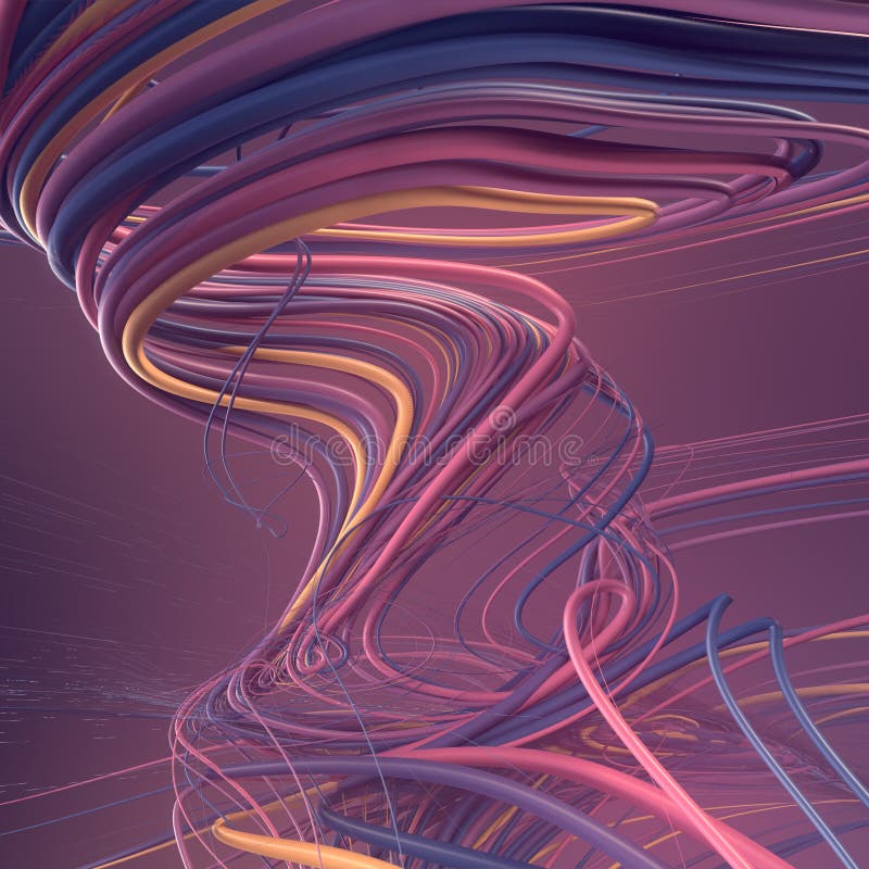 Interlacing Abstract Blue and Pink Curves. 3D Rendering Stock ...