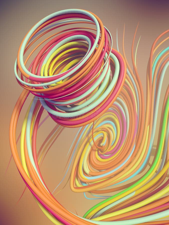 Interlacing Abstract Colored Curves. 3D Rendering Stock Illustration ...
