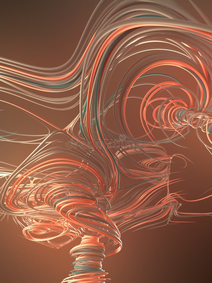 Interlacing Abstract Orange Colored Curves. Computer Generated ...