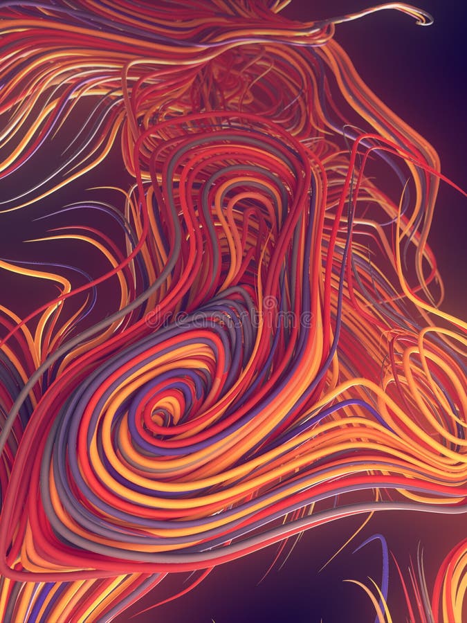 Interlacing Abstract Orange Colored Curves. Computer Generated ...
