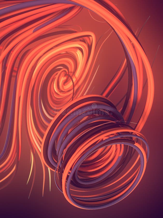 Interlacing Abstract Orange Colored Curves. Computer Generated ...