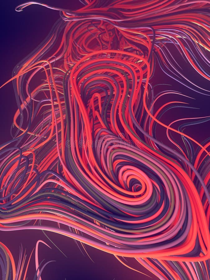 Interlacing Abstract Pink Colored Curves. Computer Generated Geometric ...