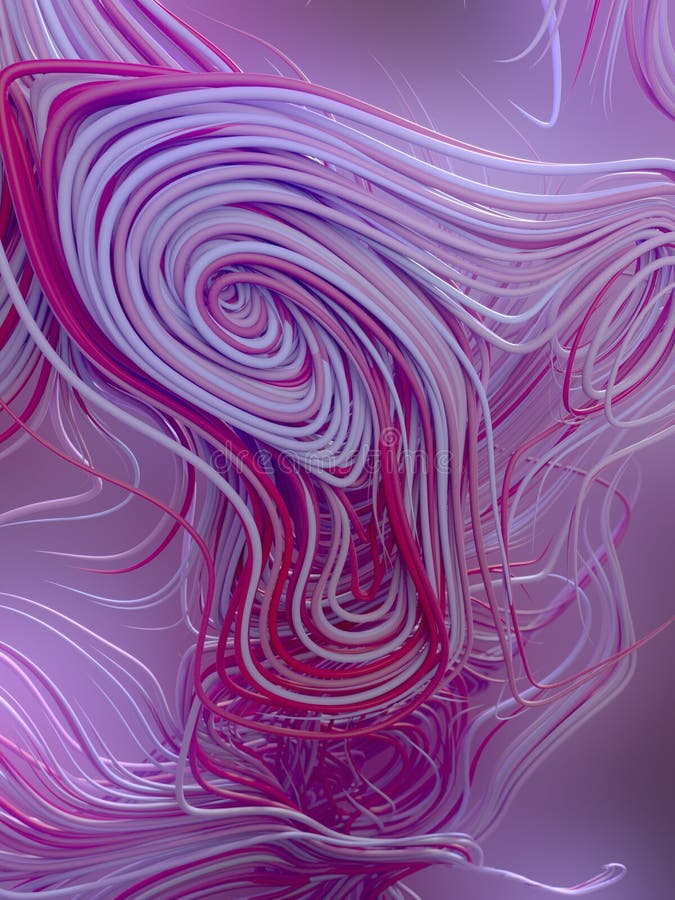 Interlacing Abstract Pink Curves. 3D Rendering Stock Illustration ...