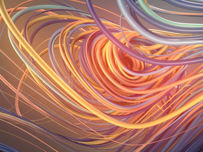 Interlacing Abstract Red and Orange Curves. 3D Rendering Stock ...