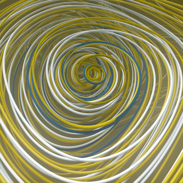 Interlacing Abstract Yellow Colored Curves. Computer Generated ...