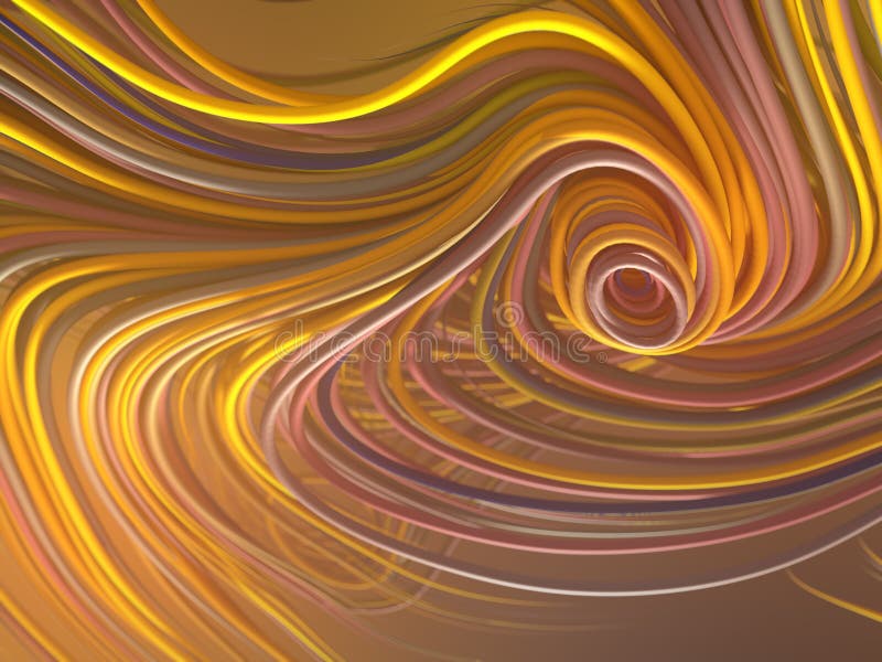 Interlacing Abstract Yellow Colored Curves. Computer Generated ...