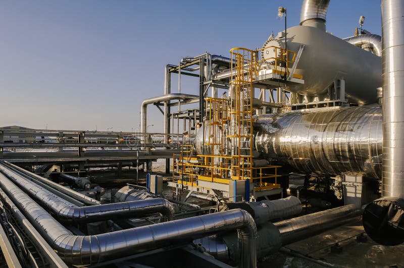 Interlacing of Various Pipes in an Oil Field Stock Image - Image of ...