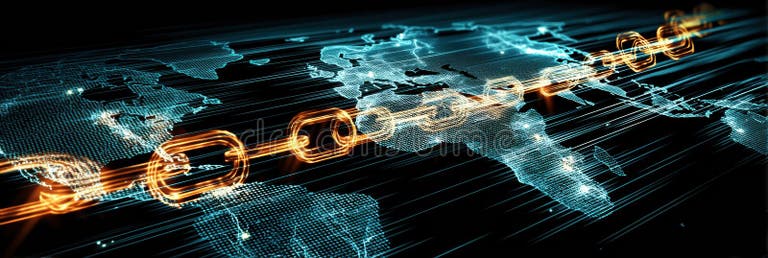 World Map Illustrating Interconnected High-Tech Routes Secured by ...