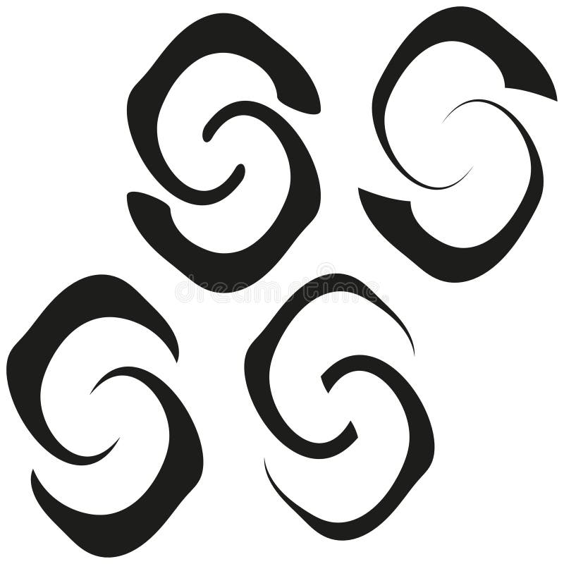 Interlinked Loop Icons. Bold Chain Pattern. Curved Link Vector. Rotated ...