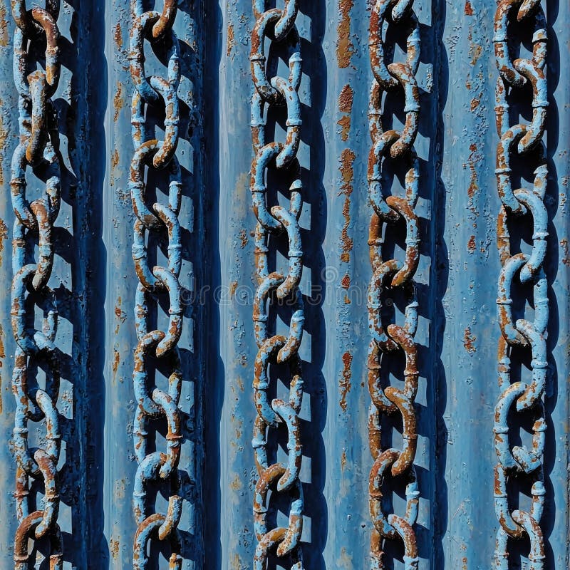 Interlocked Blue Metallic Chains, Showing Their Gleaming Surface and ...