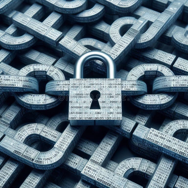 Interlocked Chain Links Composed of Blocks with Binary Code Repr Stock ...