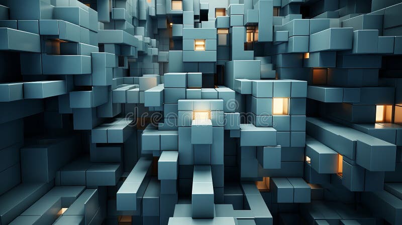 Interlocked 3D Blocks in Various Shapes. Generative AI. Stock ...