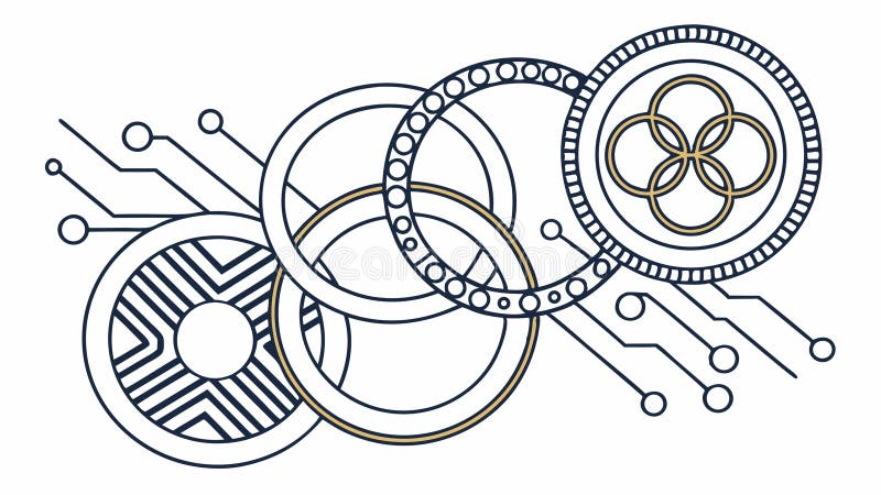 Interlocked Mechanical Rings, Connection Mechanism Vector, Vector ...