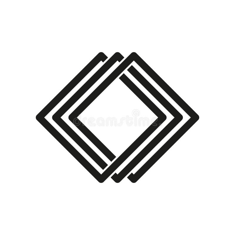 Interlocked Square Icon. Abstract Geometric Shapes. Overlapping Black ...