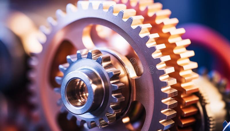 Interlocked Steel Gears Spinning in Close Up Motion Generated by AI ...