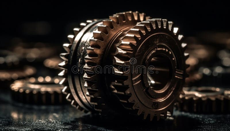 Interlocked Steel Gears Turning in Industrial Machinery Generated by AI ...