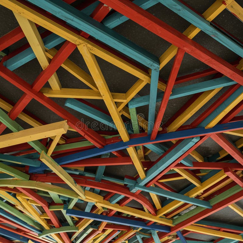 Interlocking Beams of Various Colors—red, Yellow, Green, and Blue—form ...
