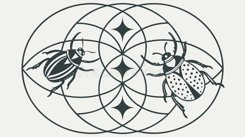 Interlocking Beetle Pattern, Geometric Insect Art, Vector Design ...
